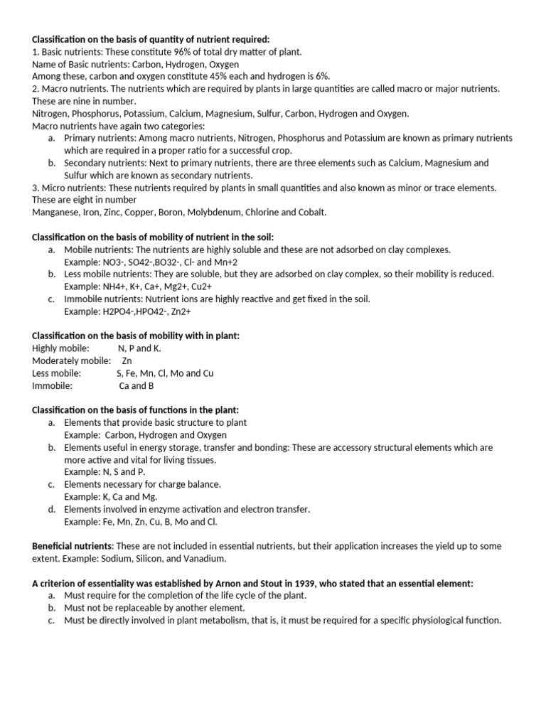 Classification of Plant Nutrient | PDF | Plant Nutrition | Nutrients