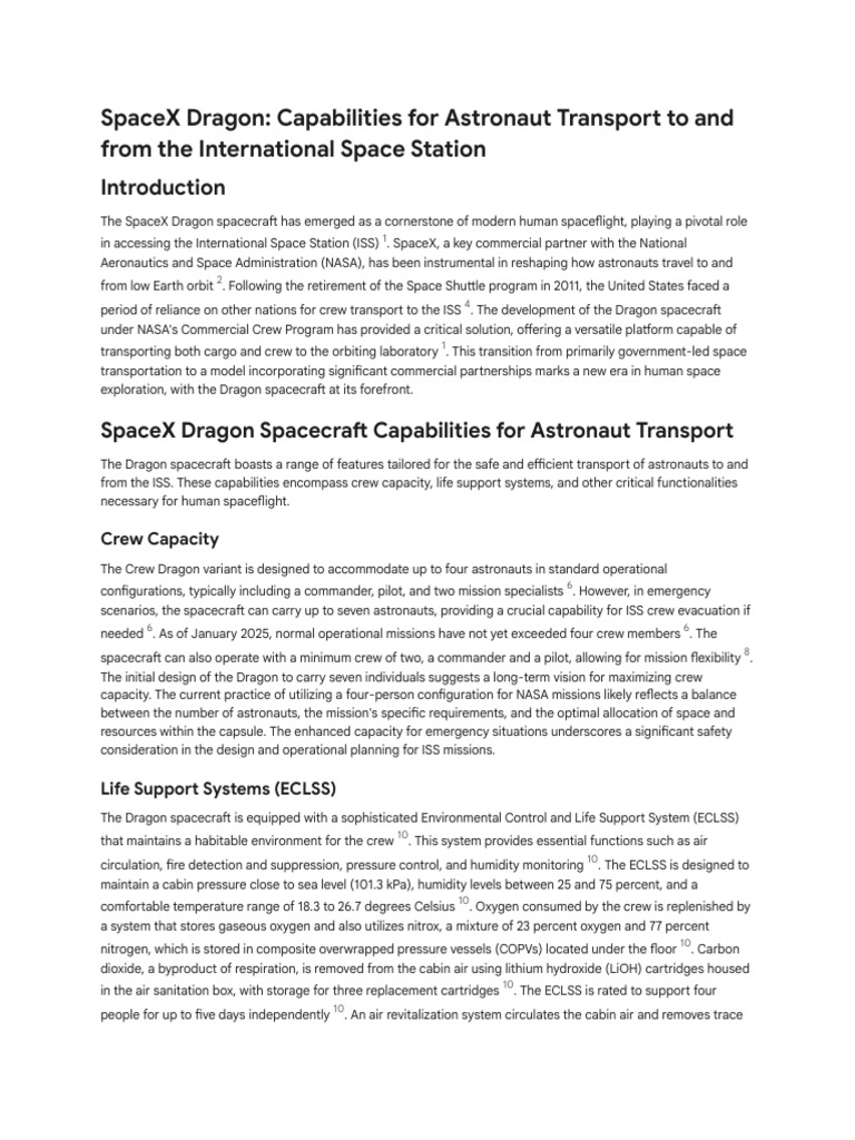 Dragon, ISS, and Astronaut Returns | PDF | Space X Dragon | Nasa