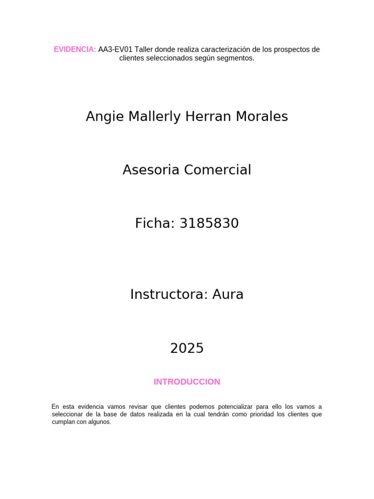 AA3-EV01 Taller Prospectos de Clientes | PDF