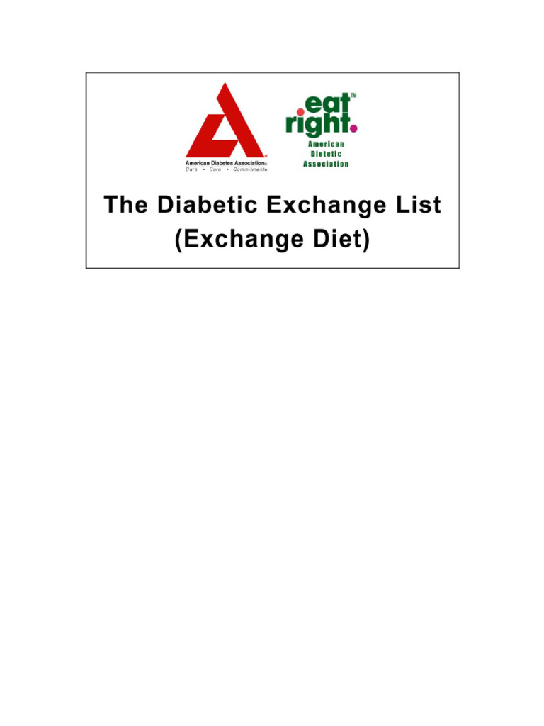 The Diabetic Exchange List (Exchange Diet) | PDF | Sugar Substitute ...