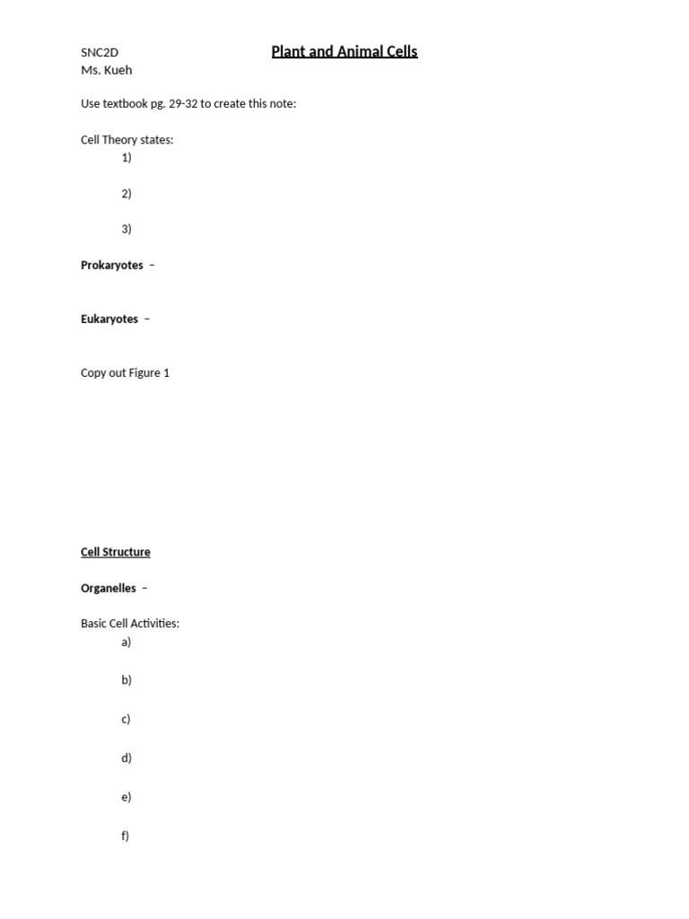 Lesson 1 Plant and Animal Cells | PDF