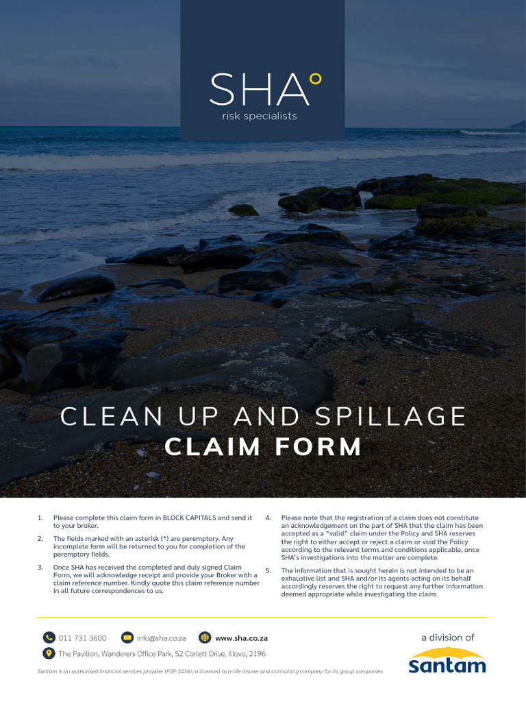 Sha Clean Up and Spillage Claim Form v1 1 | PDF | Insurance | Justice