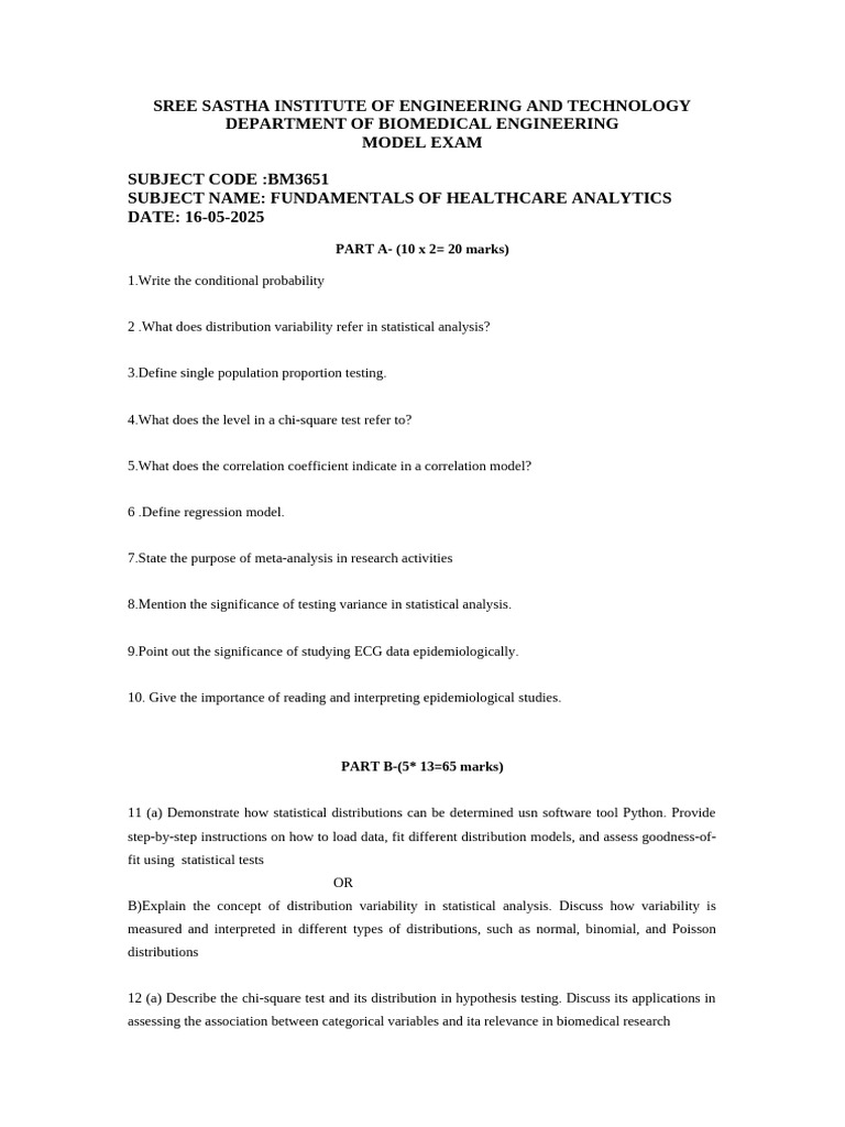Healthcare Analytics Model Exam Guide | PDF | Statistics | Regression ...