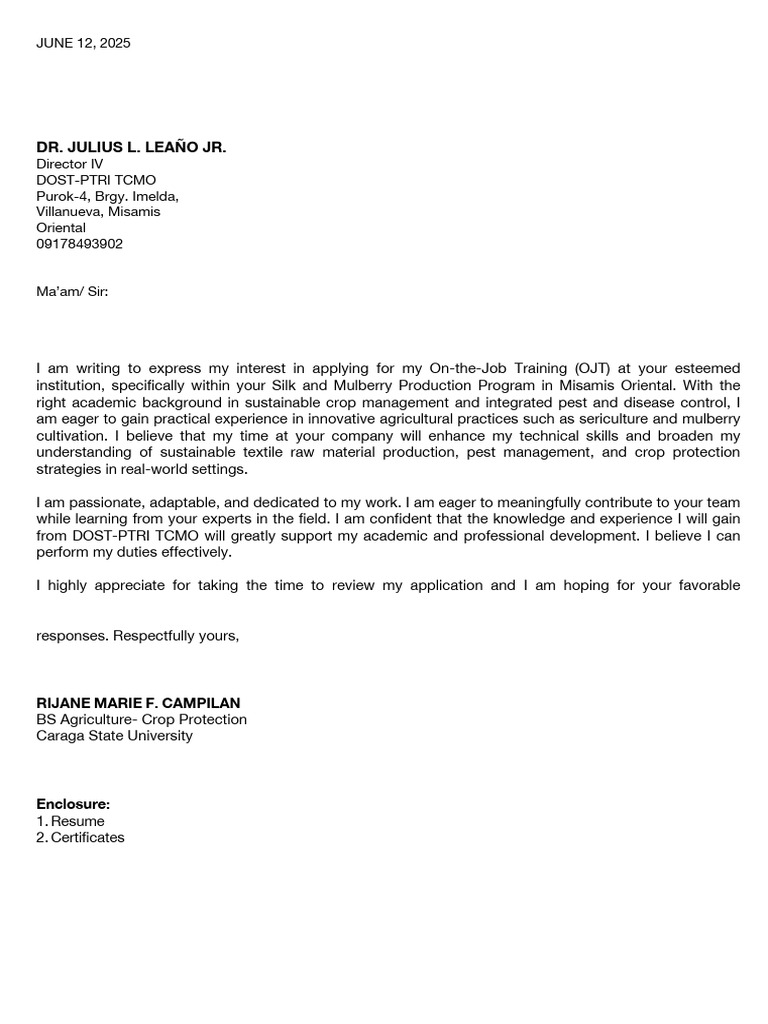 Lemosnero, Roy - Application Letter | PDF