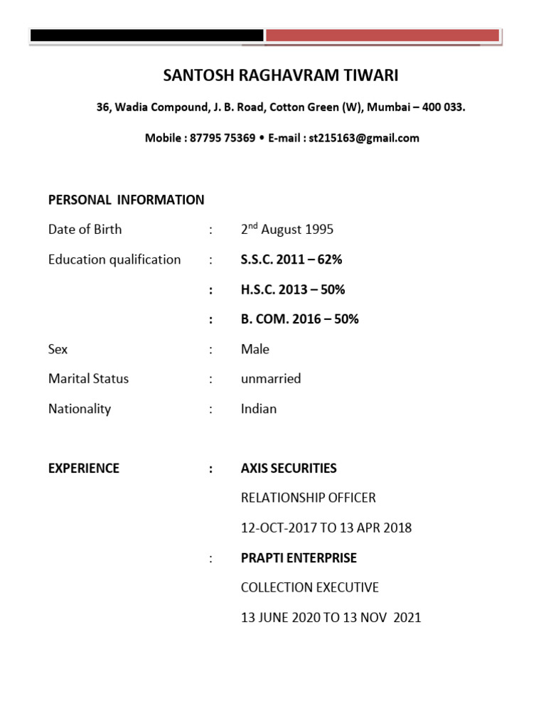 Santosh Tiwari - Resume Overview | PDF