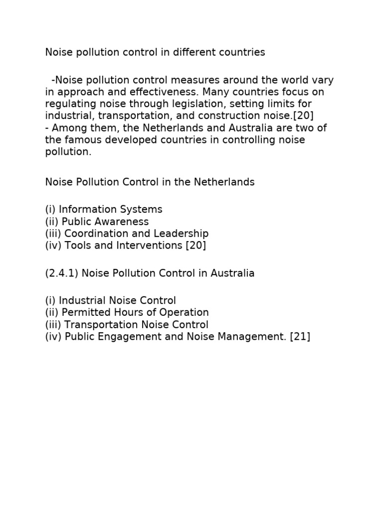 Global Noise Pollution Control Strategies | PDF