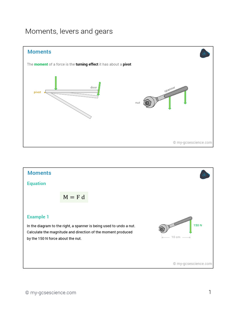 Moments, Levers, and Gears Explained | PDF | Gear | Force