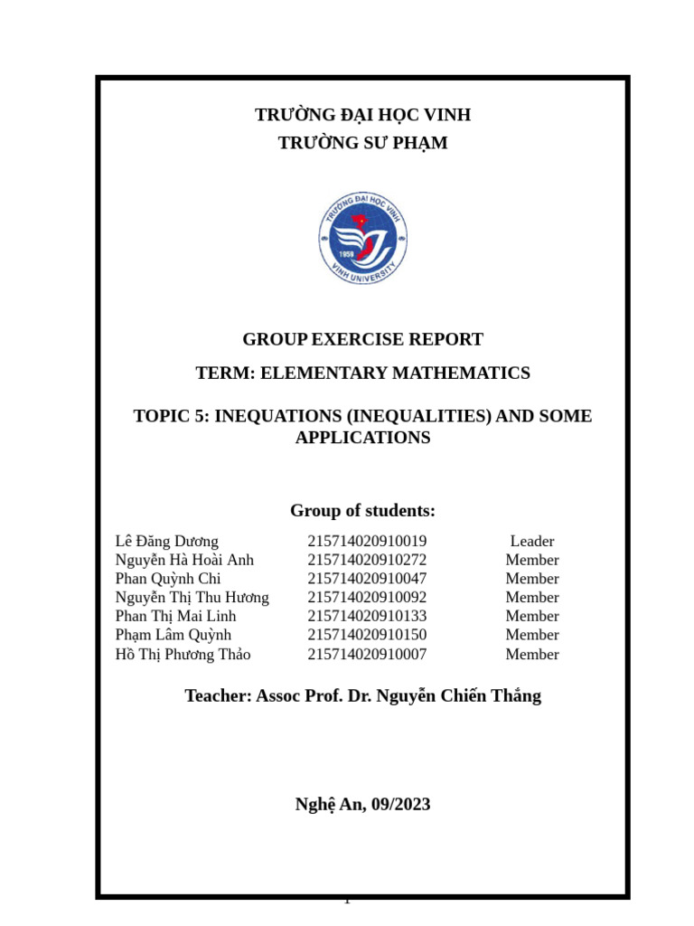 Trường Đại Học Vinh Trường Sư Phạm | PDF | Inequality (Mathematics ...