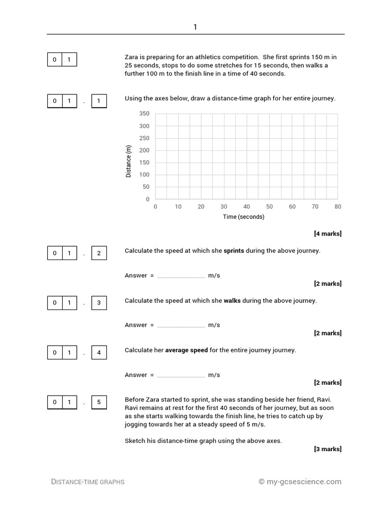 Distance-Time Graphs Practice Problems | PDF | Speed | Motion (Physics)