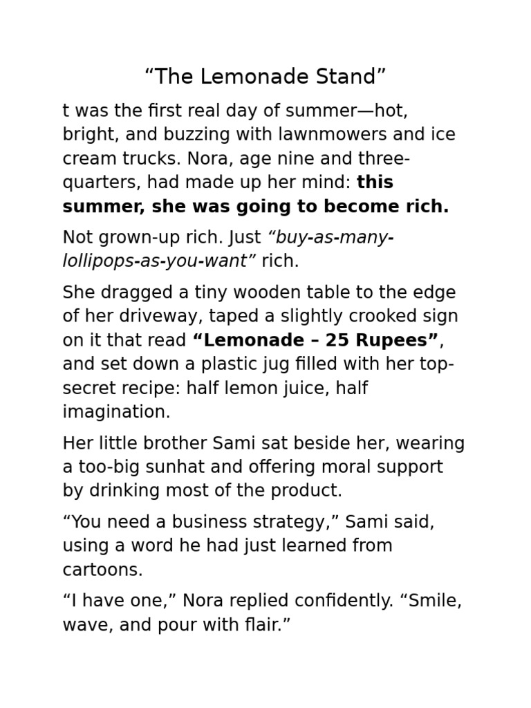 The Lemonade Stand | PDF