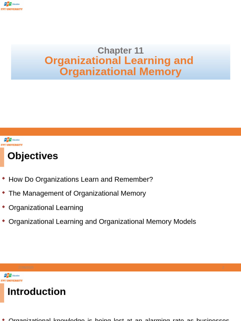 Chapter 11 - Organizational Learning and Organizational Memory | PDF | Knowledge | Learning