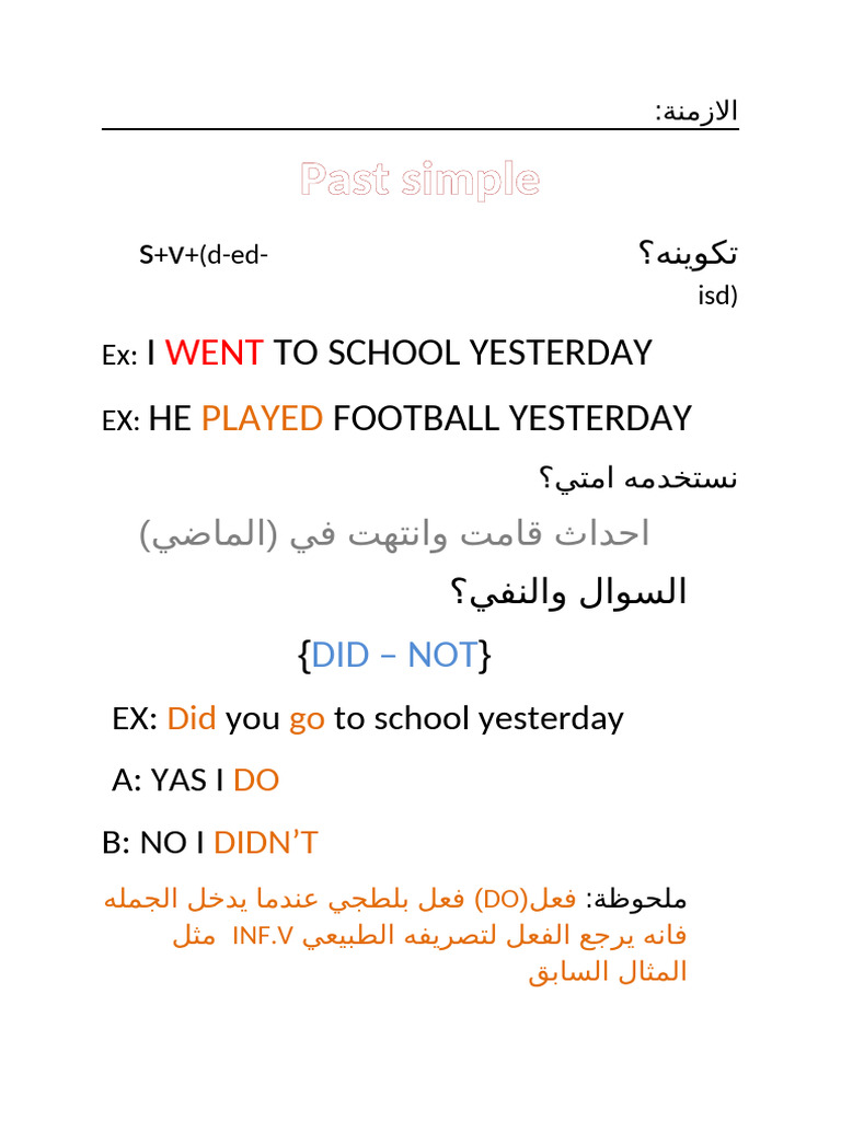 PAST SIMPL - نسخة | PDF