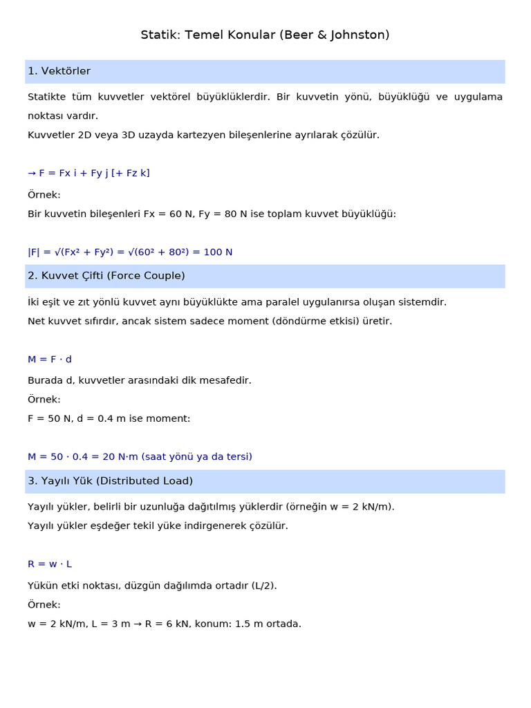 Statik Konu Ozeti Taha | PDF
