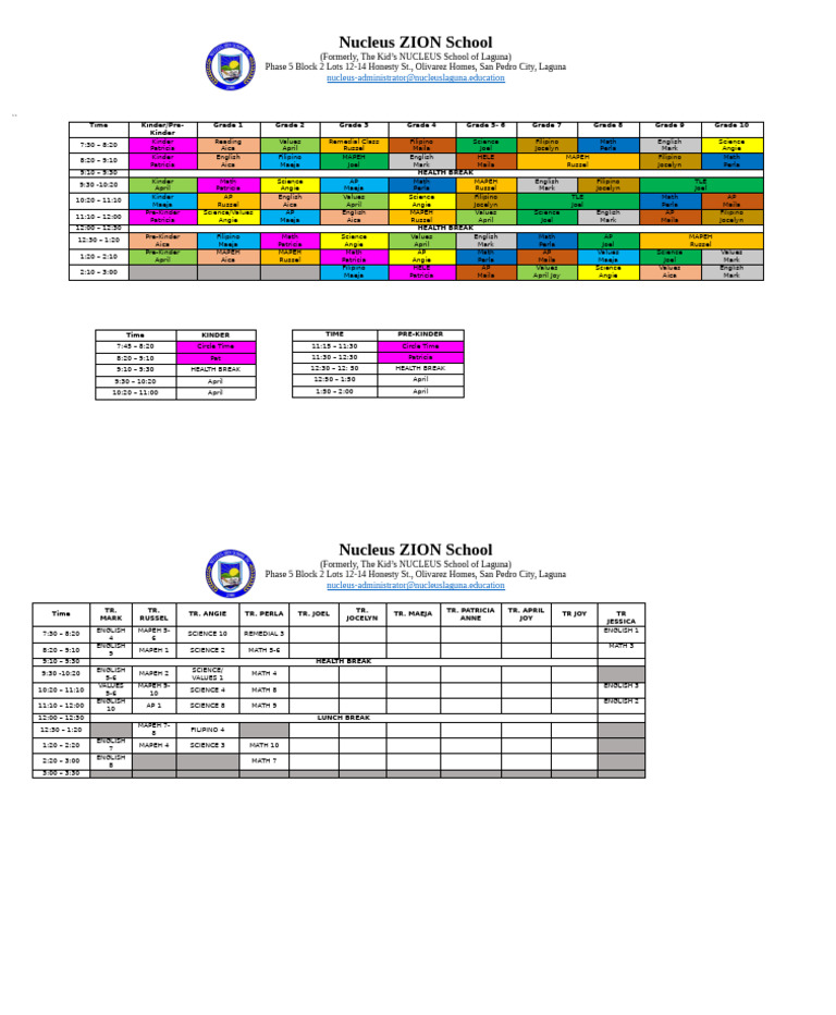 Teachers Sched 2024 - 2025 New Final 3 | PDF | Philippines