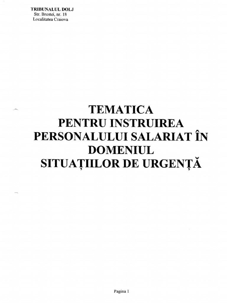 Tematica Instruire Personal Pentru Situatii de Urgenta | PDF