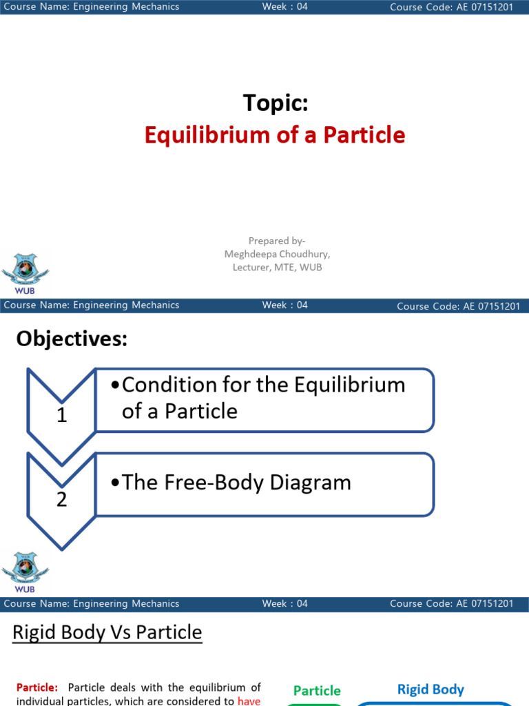 Lecture 4 - Equilibrium of Particle | PDF | Force | Mechanics