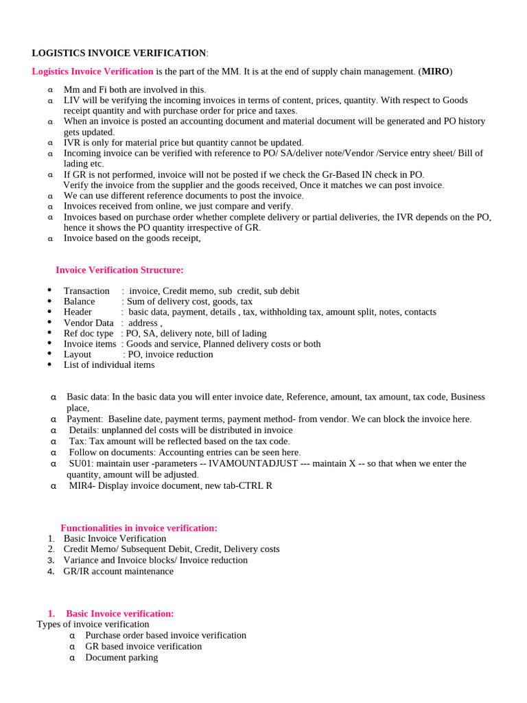 6.logistics Invoice Verification | PDF | Debits And Credits | Invoice