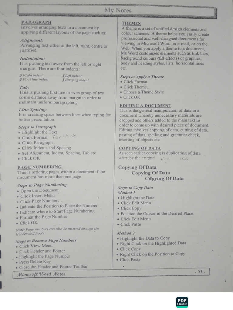 Word Processing Last Notes | PDF