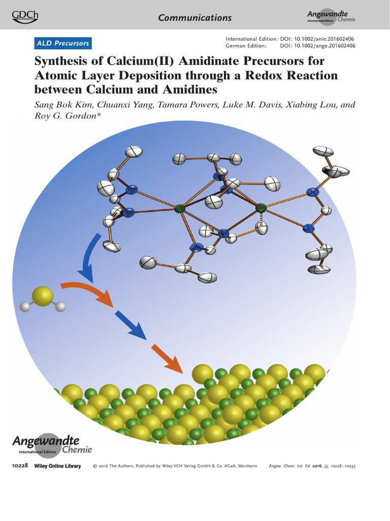 Angew Chem Int Ed - 2016 - Kim - Synthesis of Calcium II Amidinate Precursors For Atomic Layer ...