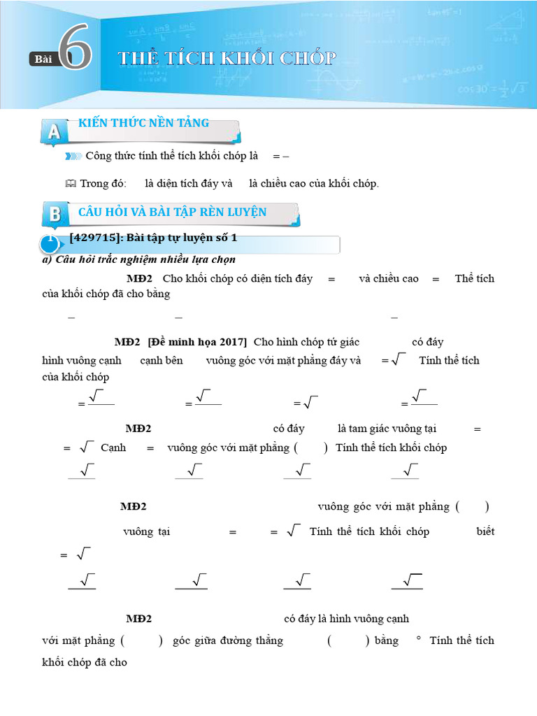 Thể tích khối chóp | PDF