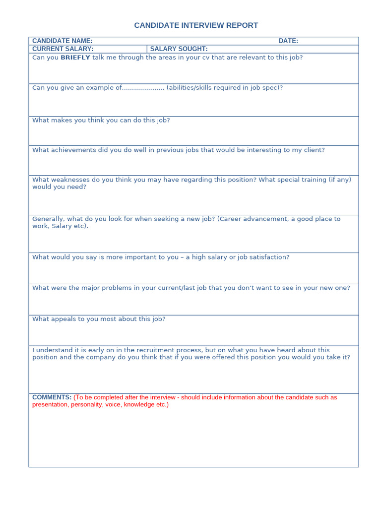 Candidate F2F Interview Report | PDF