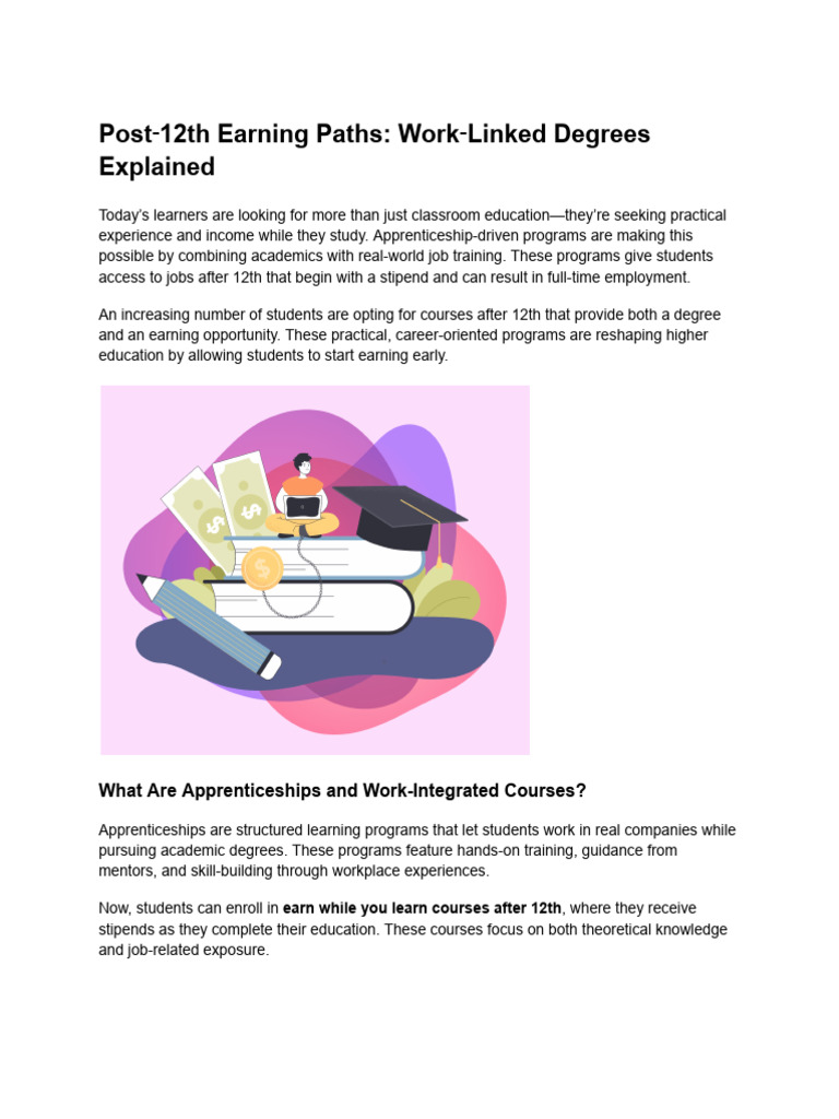Earning Through Apprenticeships After 12th | PDF | Apprenticeship ...