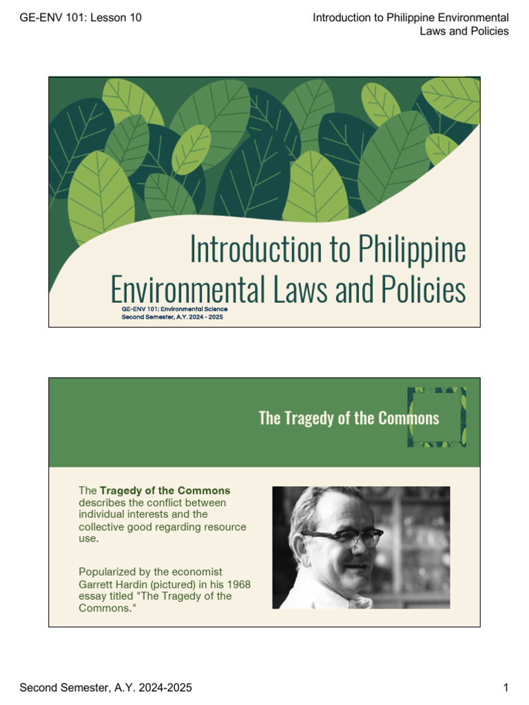 10 Introduction To Philippine Environmental Laws and Policies (Handout ...