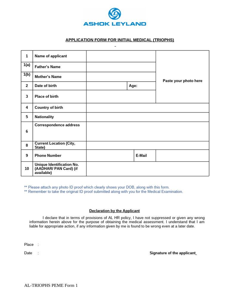 Al - Triophs Peme Form 1 | PDF