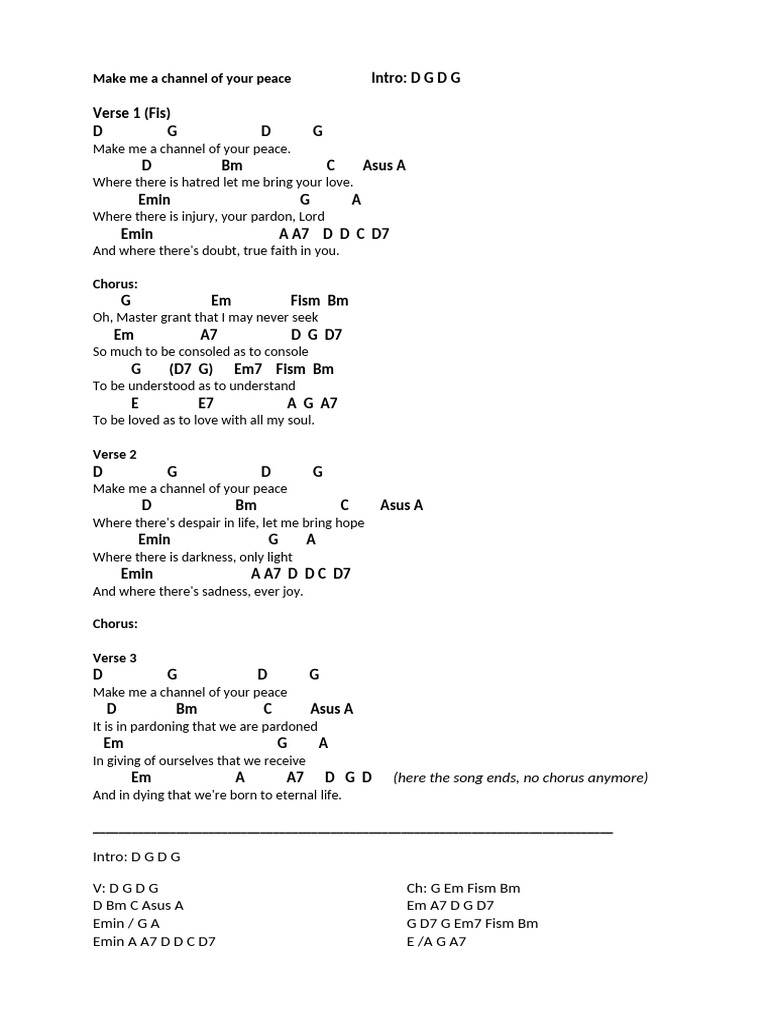 Make Me A Channel of Your Peace - chorDS | PDF