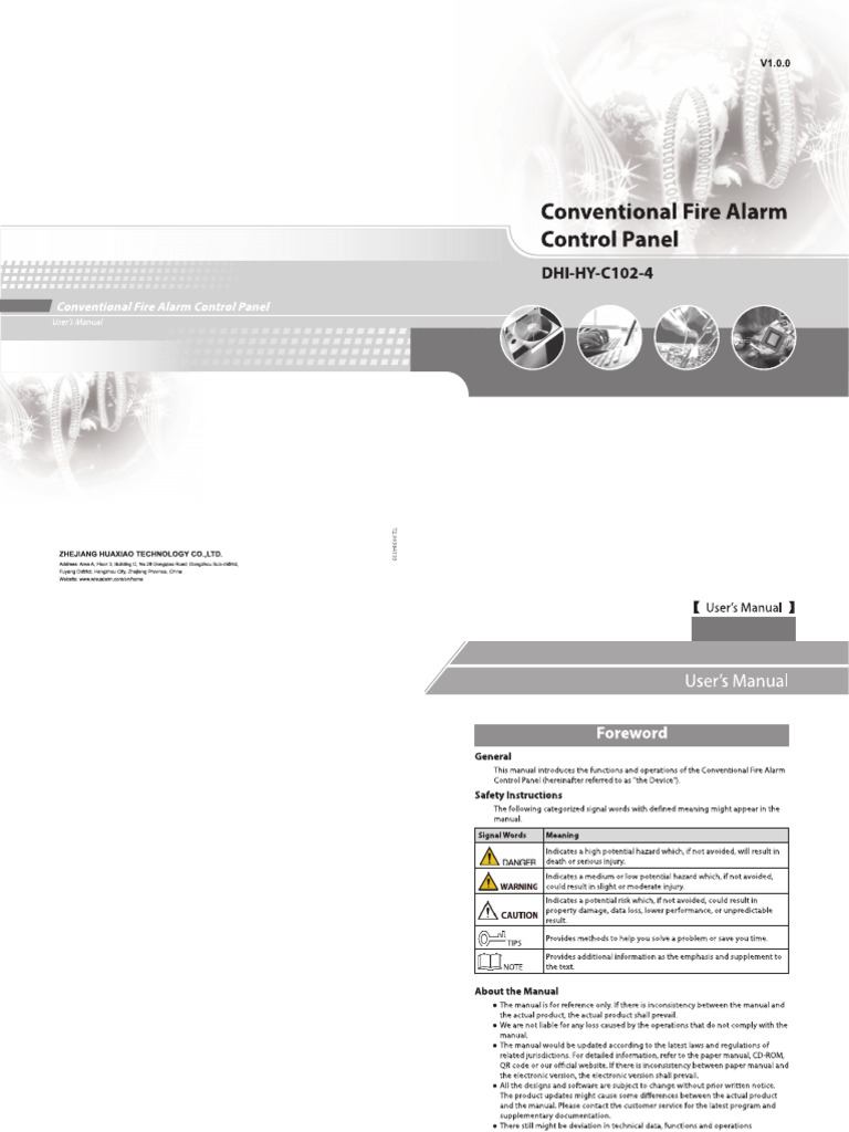 User S Manual Conventional Fire Alarm Control Panel (DHI-HY-C102) | PDF