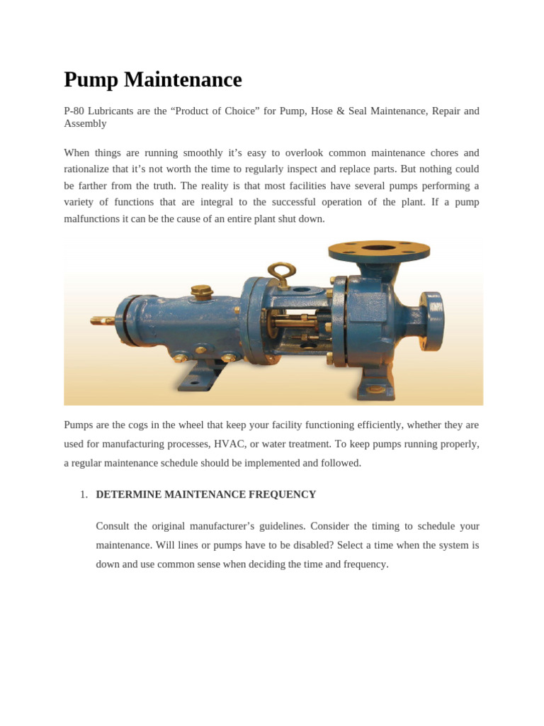 Essential Pump Maintenance Guidelines | PDF | Lubricant | Pump