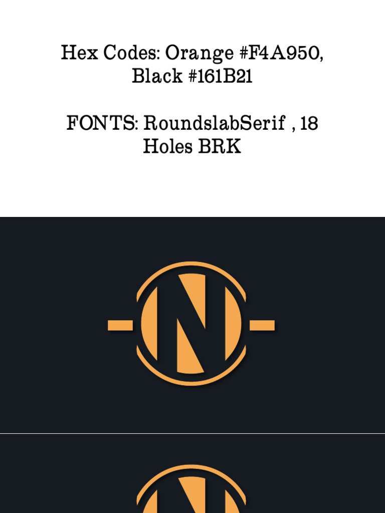 Hex Codes: Orange #F4A950, Black #161B21 Fonts: Roundslabserif, 18 ...