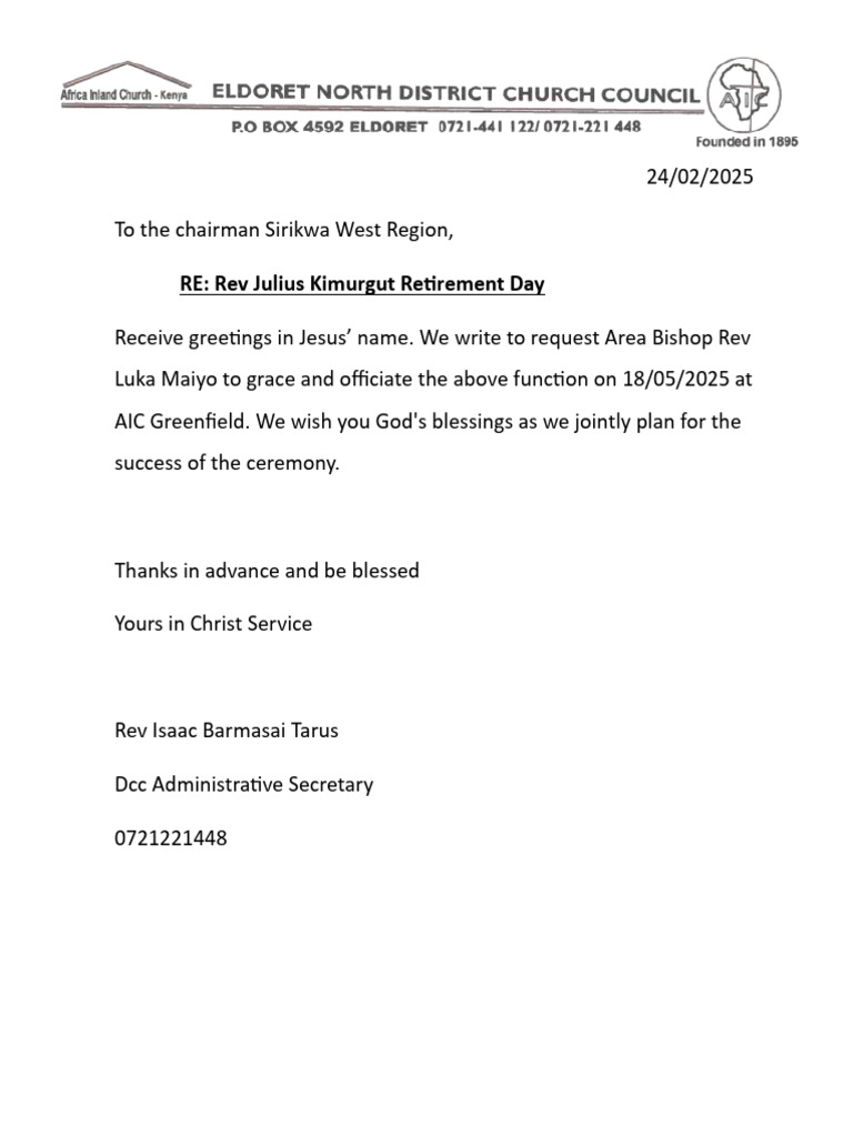 Eldoret North DCC Rev Retirement | PDF