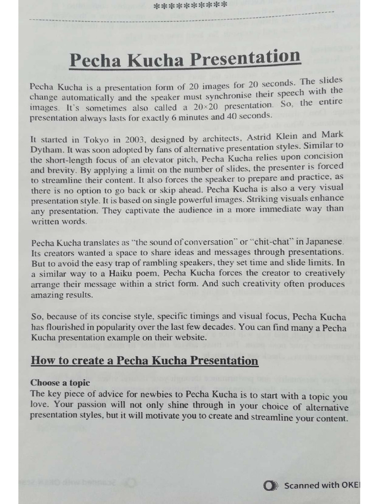 Pecha Kucha Presentation | PDF