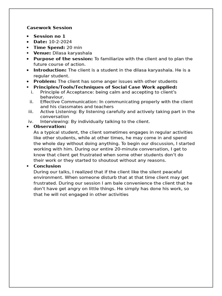 Casework Session Chinmay | PDF