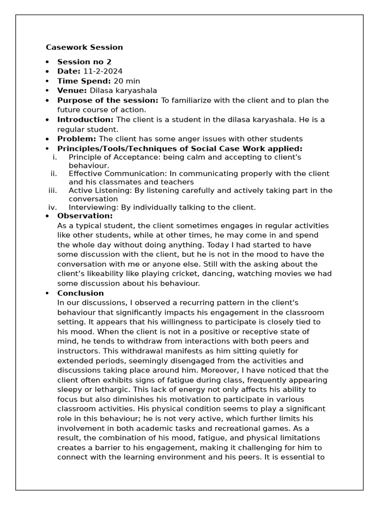 Casework Session on Student Engagement | PDF | Classroom | Behavior