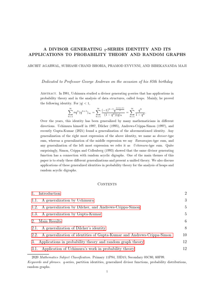 Generalization of Uchimura's Identity - ABEM | PDF | Applied Mathematics | Probability Theory
