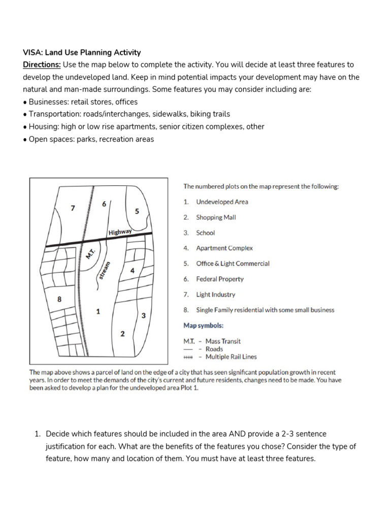VISA - Land Use Planning Activity | PDF | Sustainability ...