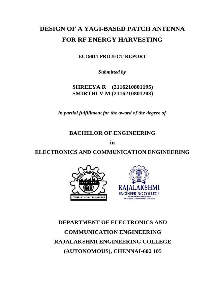 Project Thesis Format 2024-25 | PDF | Antenna (Radio) | Engineering