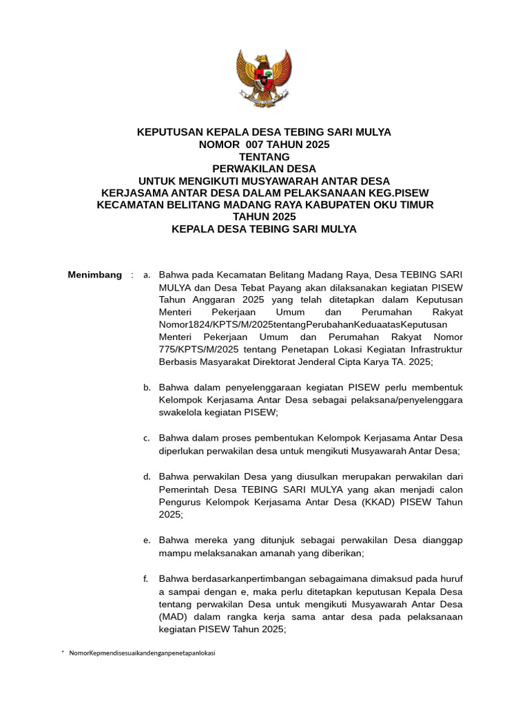 Format SK Delegasi Pisew 2024 - Pandan Sari 1 | PDF
