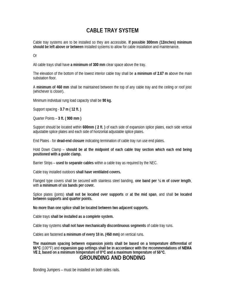 Cable Tray Installation Guidelines | PDF