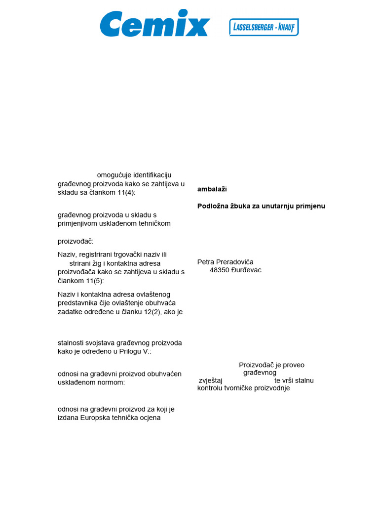 27 Izjava o Svojstvima Gletti 6-30 2022 | PDF