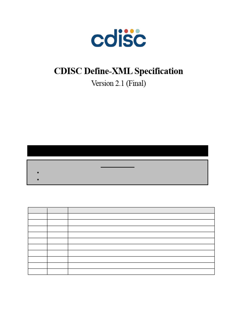 Define-XML v2.1 | PDF | Xml | Xml Schema