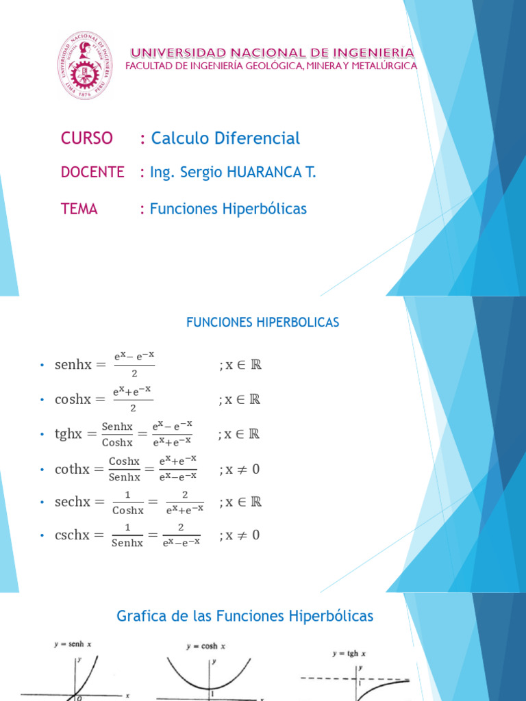 Clase Funciones Hiperbolicas 2025 | PDF | Cálculo | Física Matemática