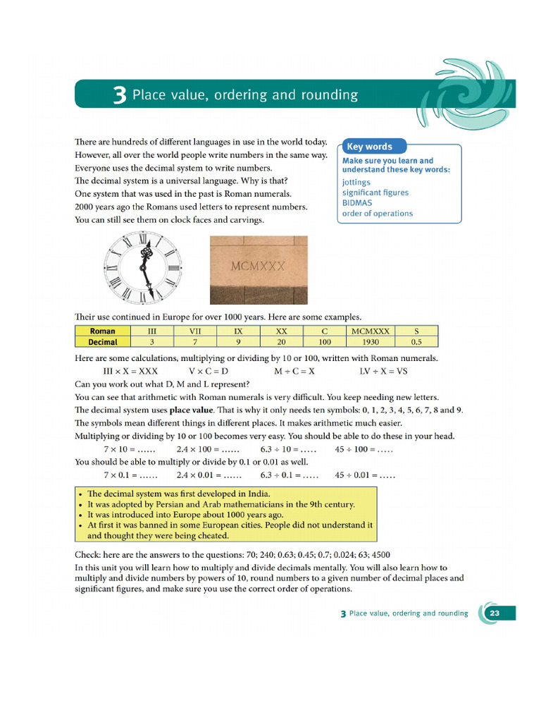 CAM9. Chap 3. Place Value, Ordering and Rounding | PDF