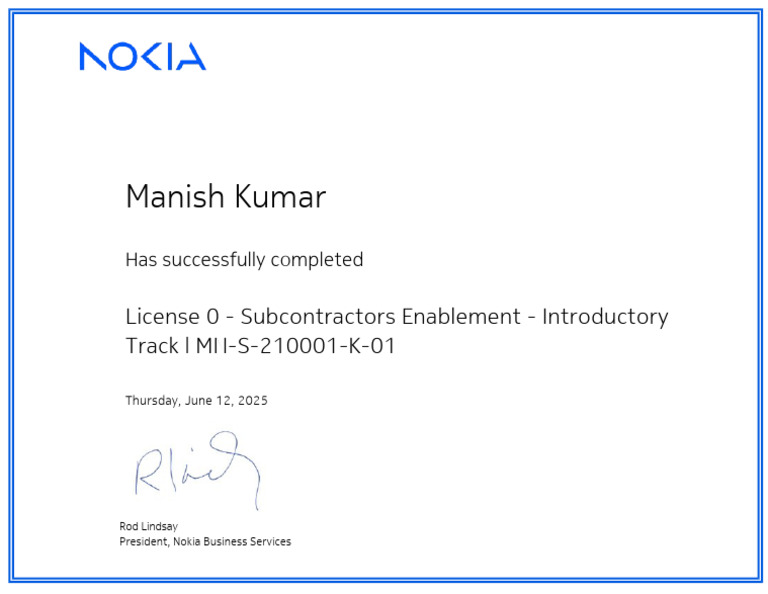 Manish Kumar l0 Certificate. | PDF