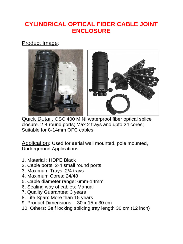 Optical Fiber Cable Joint Enclosures | PDF