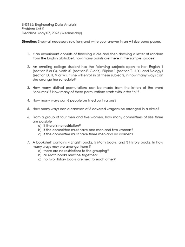 Problem Set Part 5 | PDF