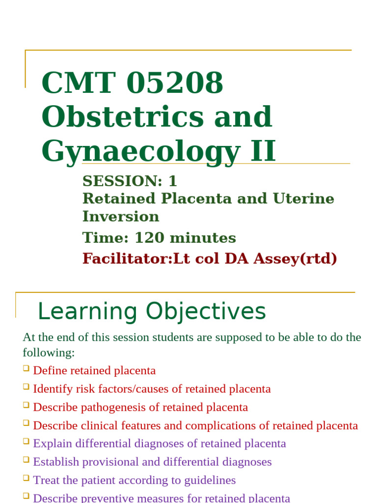 1 (A) .Retained Placenta and Uterine Inversion-1 | PDF | Childbirth ...