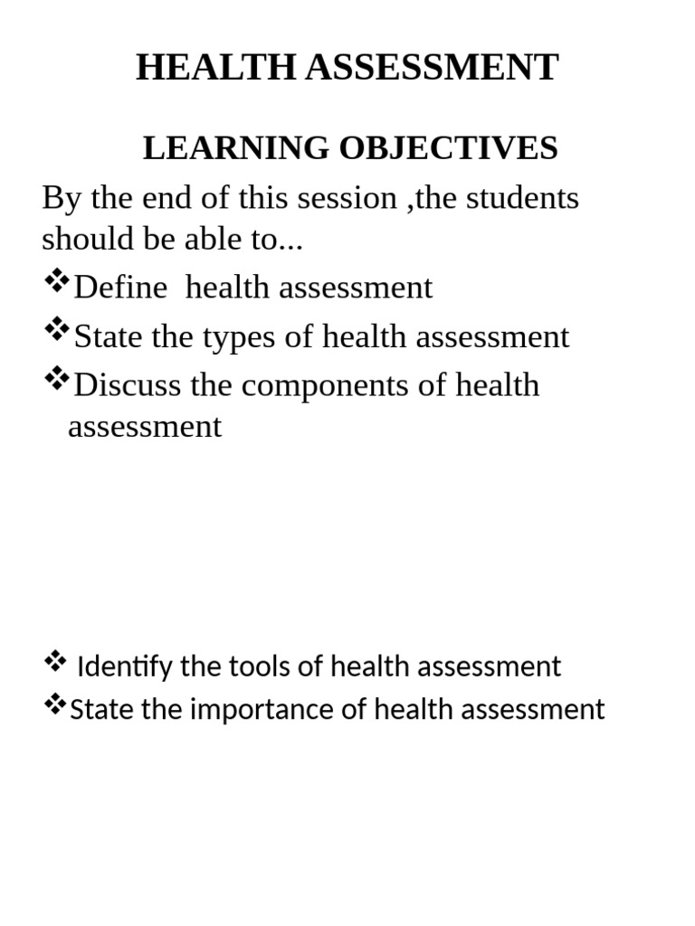 Health Assessment Presentation | PDF